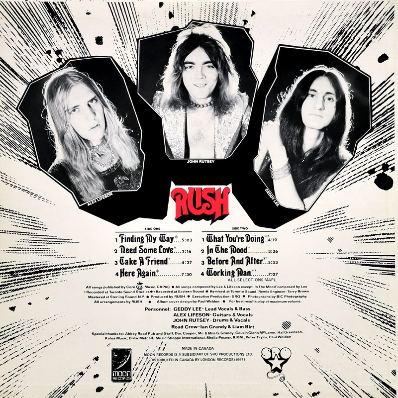 Rush • Rush: Mega Rare CA Orig. Moon Records LP '74